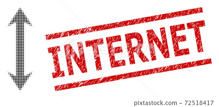 Scratched Internet Stamp and Halftone Dotted... - Stock Illustration ...