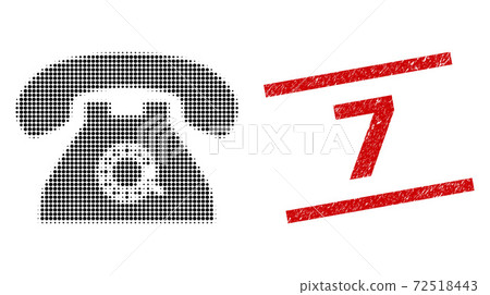 Scratched 7 Stamp and Halftone Dotted Pulse Phone - Stock Illustration ...