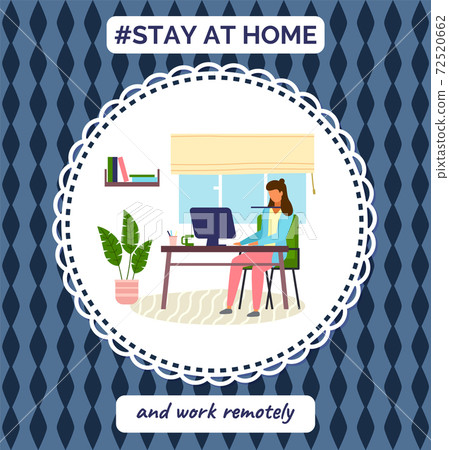 Stay at home and work remotely, work at... - Stock Illustration ...