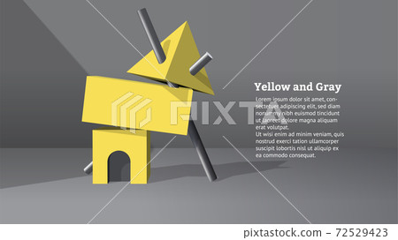 Abstract yellow 3D objects or elements... - Stock Illustration ...