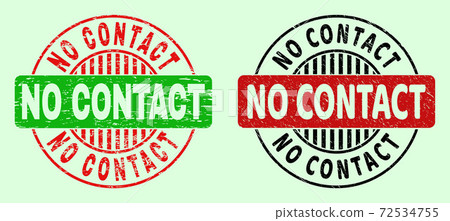 NO CONTACT Round Bicolor Stamps - Grunged Surface - Stock Illustration ...