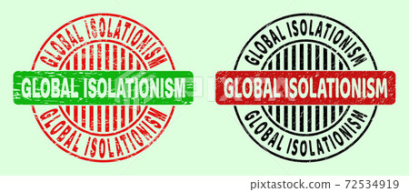 GLOBAL ISOLATIONISM Round Bicolor Stamps -... - Stock Illustration ...