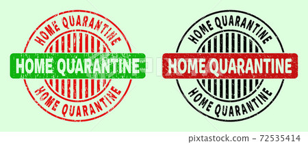 HOME QUARANTINE Round Bicolor Watermarks -... - Stock Illustration ...