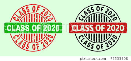 CLASS OF 2020 Round Bicolor Stamps - Rubber... - Stock Illustration ...