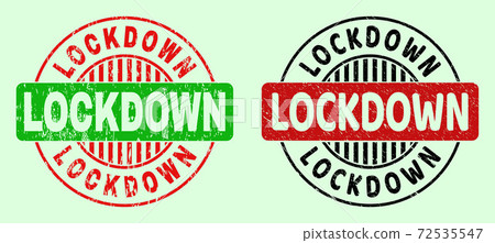 LOCKDOWN Rounded Bicolor Stamps - Grunged Texture - Stock Illustration ...