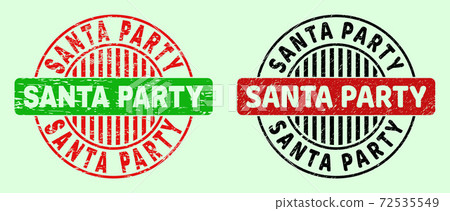 SANTA PARTY Rounded Bicolour Watermarks -... - Stock Illustration ...
