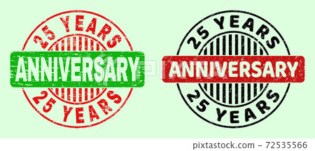 25 YEARS ANNIVERSARY Round Bicolor Stamp Seals... - Stock Illustration ...