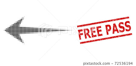 Scratched Free Pass Stamp and Halftone Dotted... - Stock Illustration ...