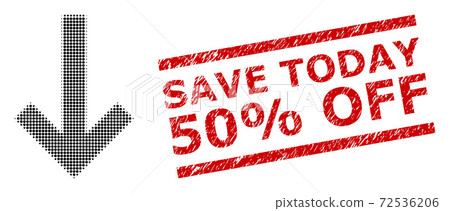 Grunge Save Today 50% Off Stamp and Halftone... - Stock Illustration ...