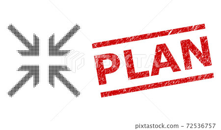 Scratched Plan Stamp and Halftone Dotted... - Stock Illustration ...