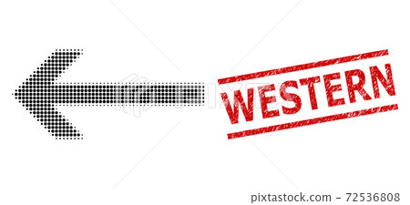 Scratched Western Seal and Halftone Dotted... - Stock Illustration ...