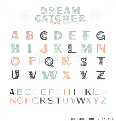Tribal Alphabet. Letters, numbers and symbols - Stock Illustration ...