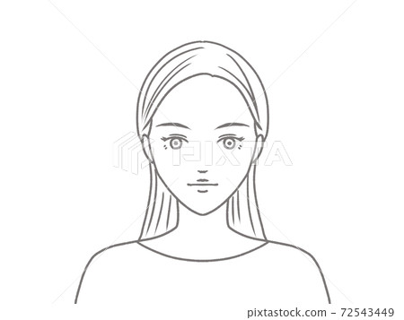 Female front illustration line art - Stock Illustration [72543449] - PIXTA