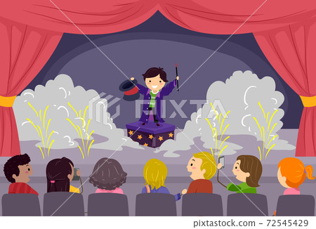 Stickman Kids Stage Magic Performance Illustration - Stock Illustration ...