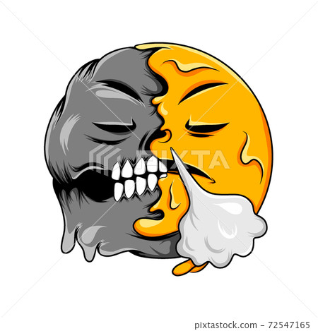 A face with stream from nose changes to death...-插圖素材 [72547165] - PIXTA圖庫