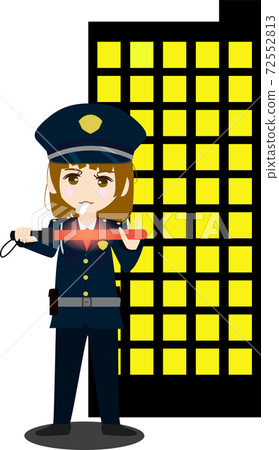 Illustration of a guard guarding a building at... - Stock Illustration ...