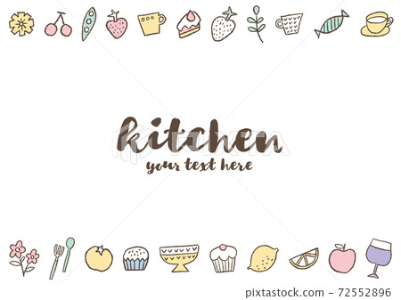 Kitchen illustration frame rectangular colorful - Stock Illustration ...