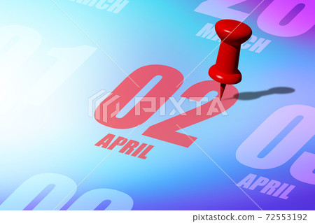 april 2nd. Day 2 of month, Red date written and... - Stock Illustration ...