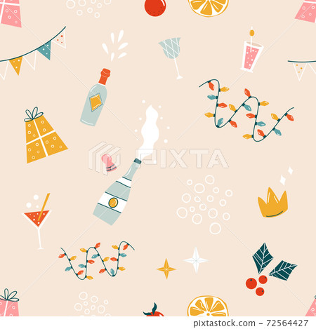 Festive seamless pattern with holiday elements... - Stock Illustration ...