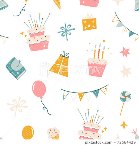 Festive seamless pattern with holiday elements... - Stock Illustration ...