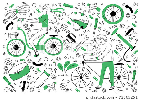 Bicycle doodle set - Stock Illustration [72565251] - PIXTA