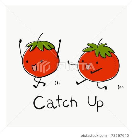 Funny cartoon character Tomatoes catch... - Stock Illustration ...
