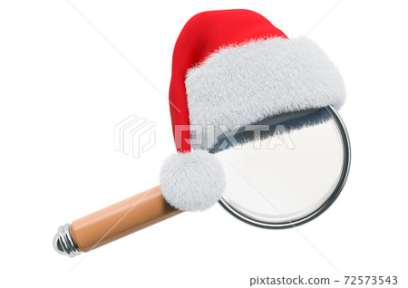 Magnifying glass with Santa Claus red Christmas... - Stock Illustration ...