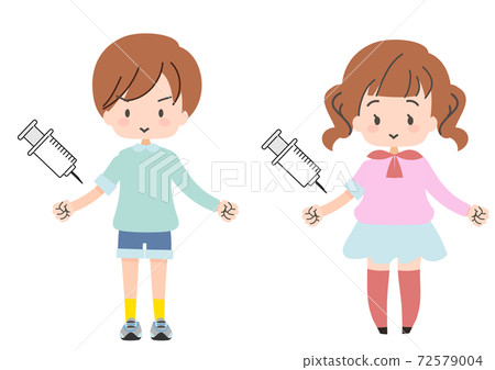 A set of children receiving injections with a... - Stock Illustration ...