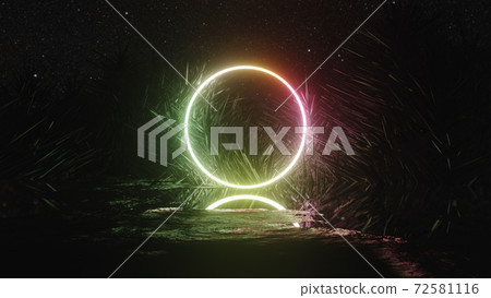 Abstract background with starfield, circle neon... - Stock Illustration ...