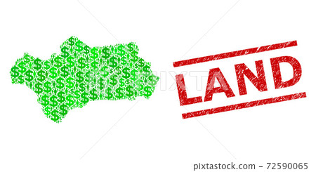 Textured Land Watermark and Green People and... - Stock Illustration ...