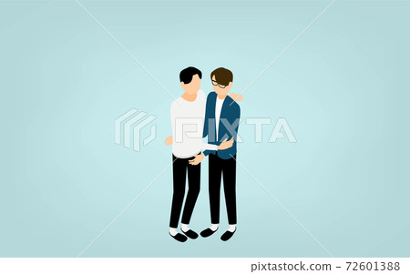 Isometric, LGBT, gay couple hugging - Stock Illustration [72601388] - PIXTA