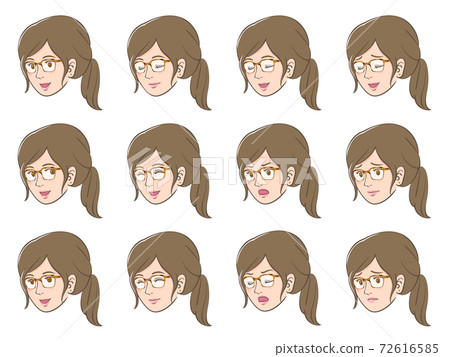 Different facial expressions of young women... - Stock Illustration ...