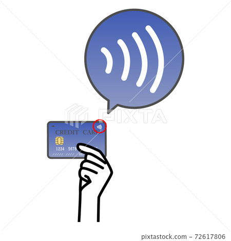 Hand with credit card marked for touchless payment - Stock Illustration ...