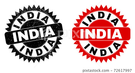 INDIA Black Rosette Watermark with Scratched... - Stock Illustration ...