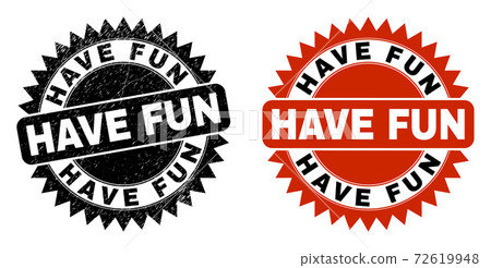 HAVE FUN Black Rosette Seal with Unclean Style - Stock Illustration ...