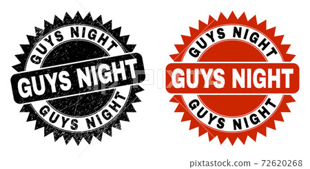 GUYS NIGHT Black Rosette Stamp with Scratched... - Stock Illustration ...