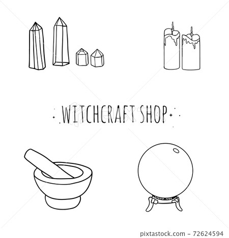 Witchcraft, magic shop for witches and wizards.... - Stock Illustration ...