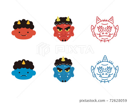 Red demon and blue demon icon material - Stock Illustration [72628059 ...