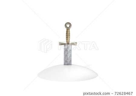 Sword pierce ground on white background 3d... - Stock Illustration ...