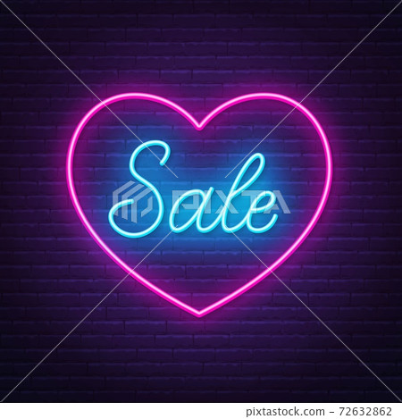 Neon Sign Sale in a heart shape frame. - Stock Illustration [72632862 ...