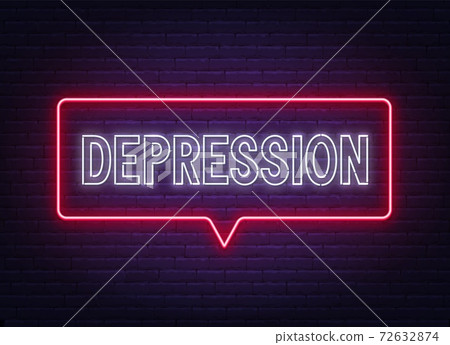 Depression neon sign on brick wall background. - Stock Illustration ...