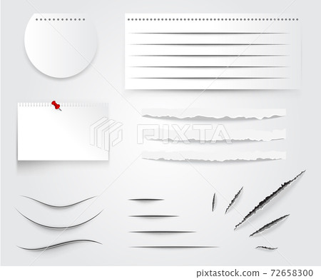 Office Knife Cut Paper, Notebook Sheets Set - Stock Illustration ...
