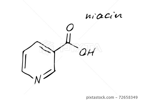 Niacin Chemistry Molecule Formula Hand Drawn... - Stock Illustration ...