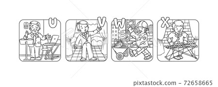 ABC people with professions coloring book set. - Stock Illustration ...