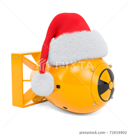 Yellow atomic bomb with Santa Claus red... - Stock Illustration ...