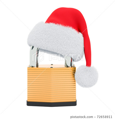 Padlock with Santa Claus Christmas hat.... - Stock Illustration ...