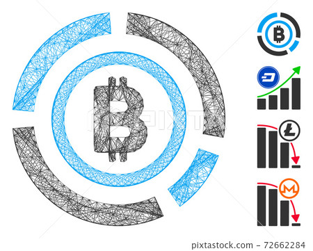 Hatched Bitcoin Circle Diagram Vector Mesh - Stock Illustration ...