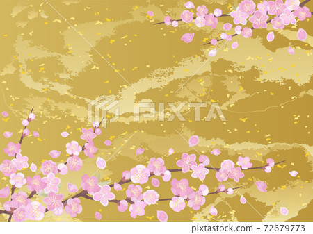 Decorative background-peach and gold leaf - Stock Illustration ...