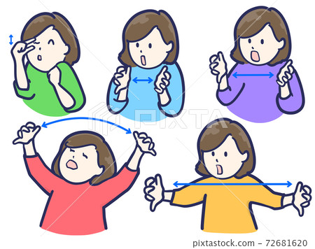 Illustration of a woman measuring the width by... - Stock Illustration ...