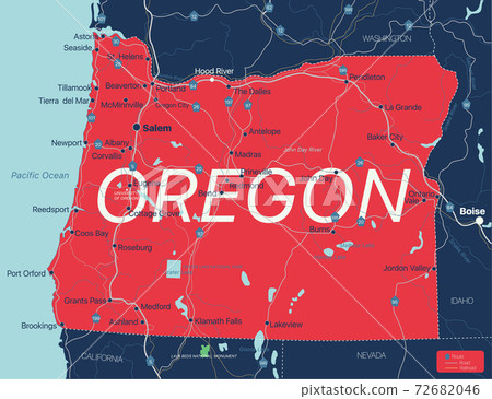 Oregon state detailed editable map - Stock Illustration [72682046] - PIXTA
